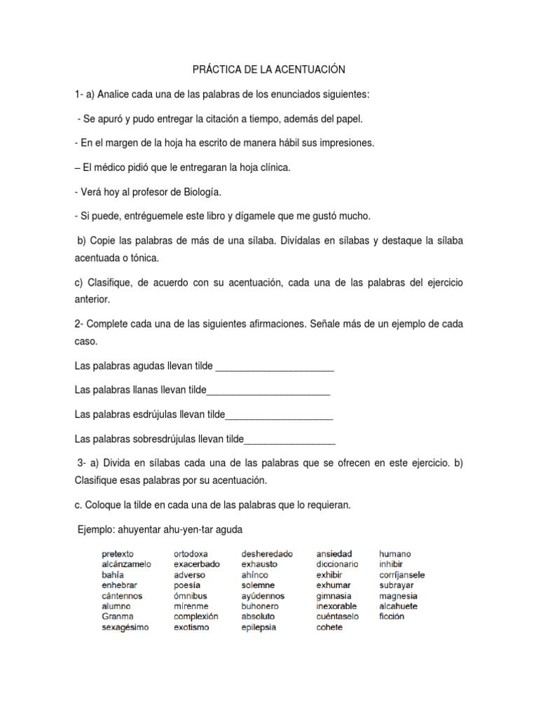 Práctica de La Acentuación | PDF