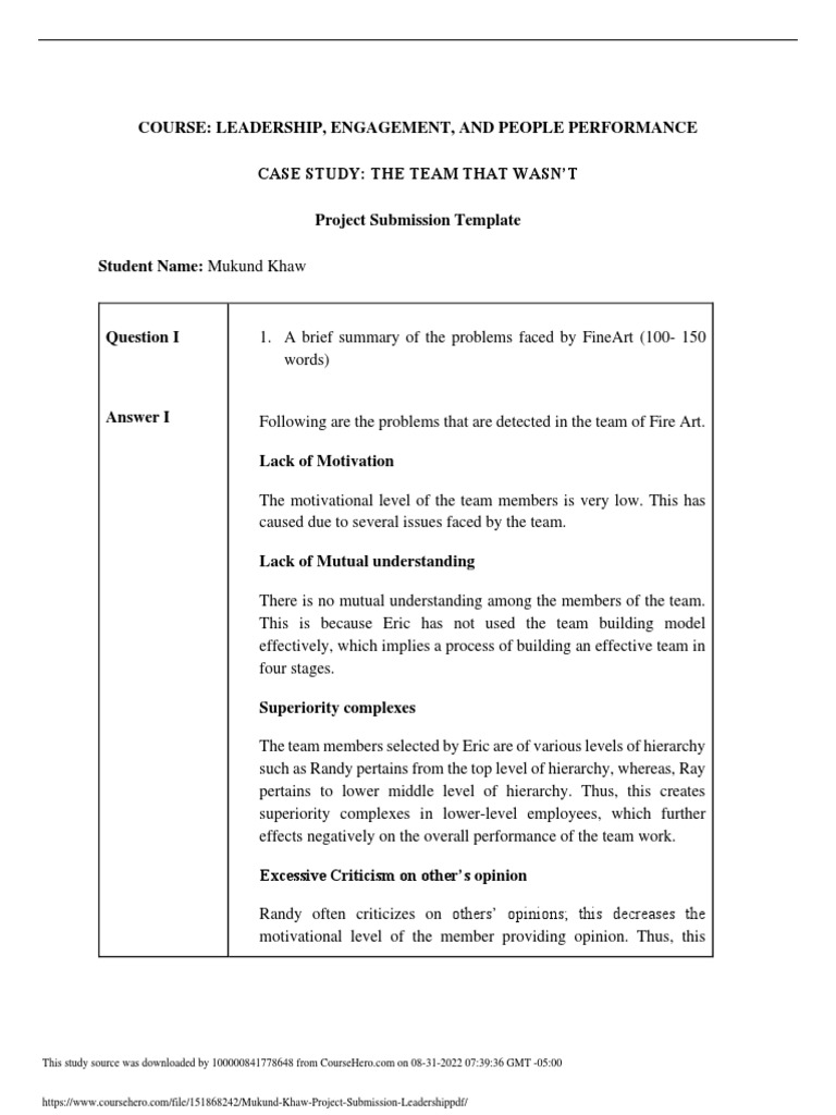 Mukund Khaw Project Submission Leadership PDF | PDF | Motivation ...