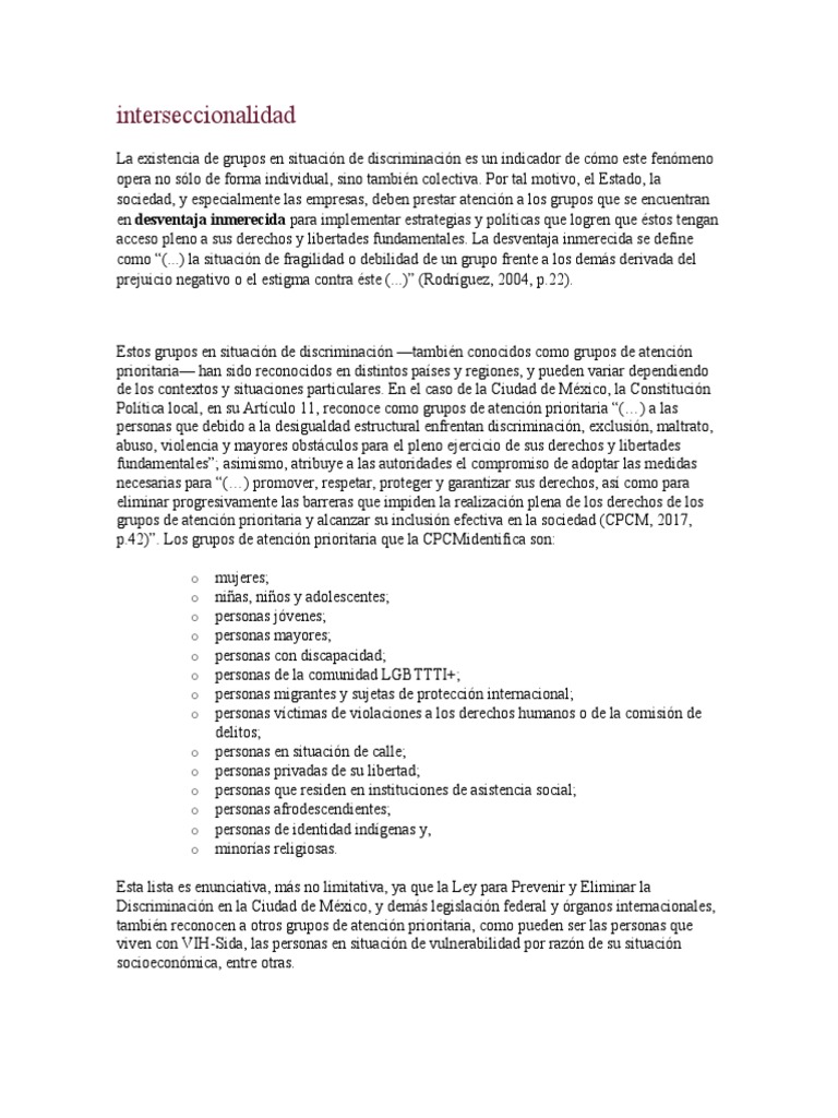 Interseccionalidad | PDF | Discriminación | Interseccionalidad