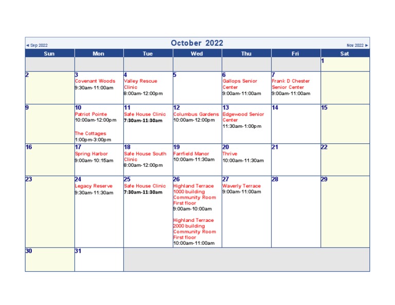 MU Calendar October 2022 | PDF