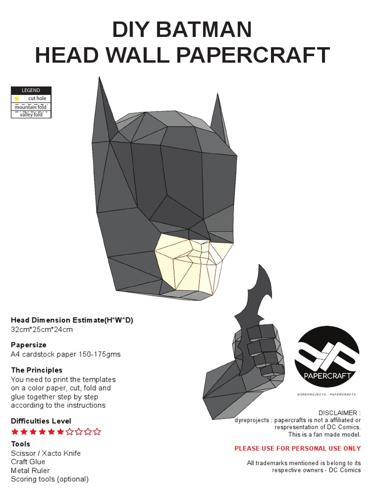 Diy Batman Head Wall Papercraft: Legend | PDF | Comics | Dc Comics