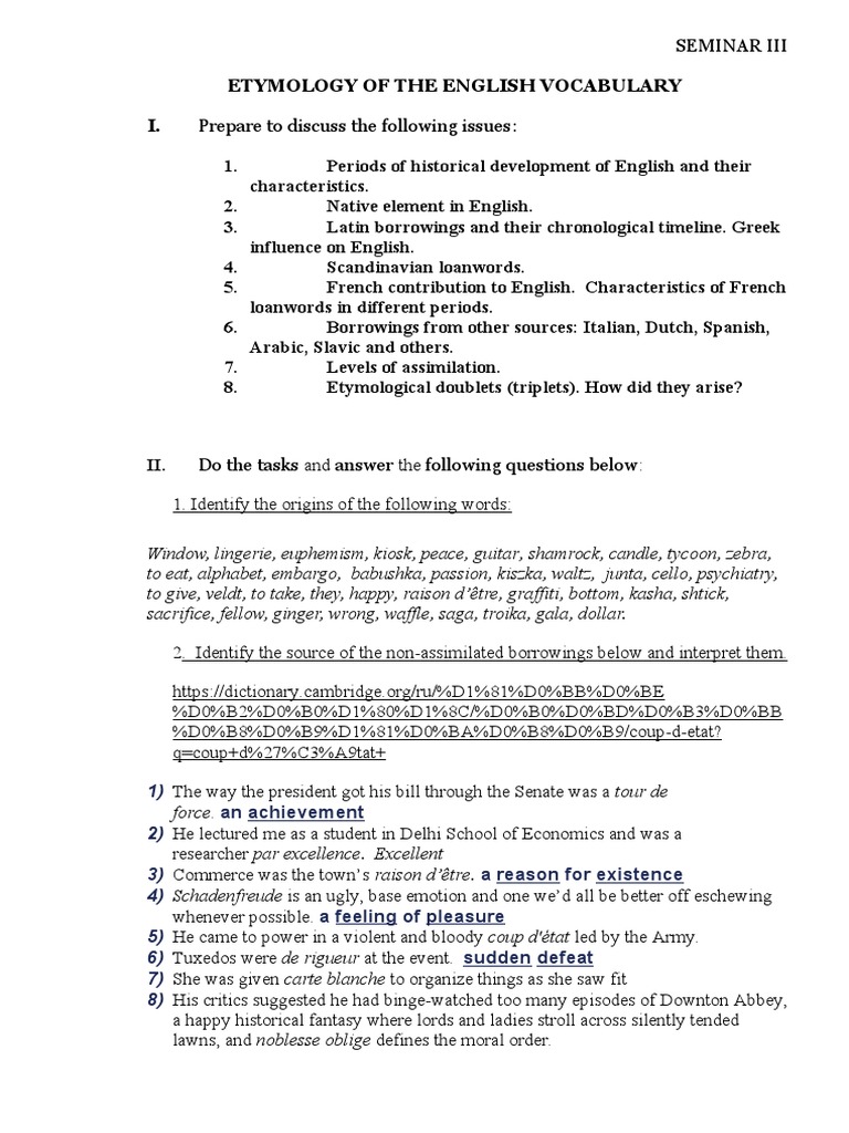 SEMINAR - 3 - On Etymology | PDF | Linguistics | Human Communication