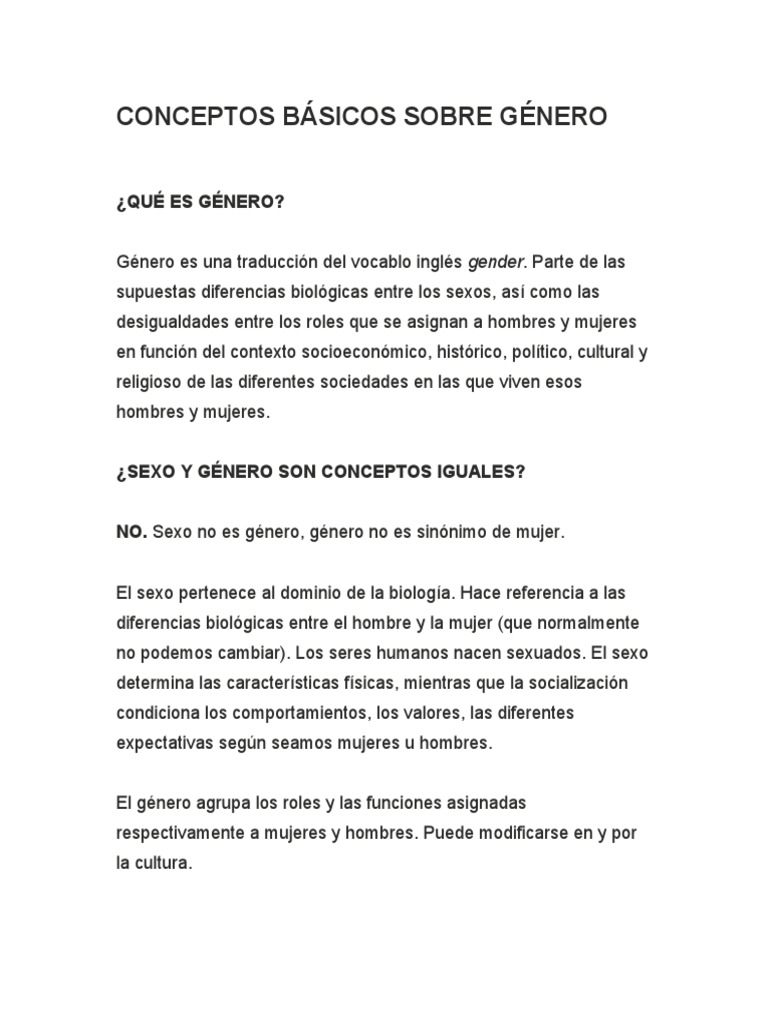 Conceptos Básicos Sobre Género | PDF | Estudios de género | Igualdad de género