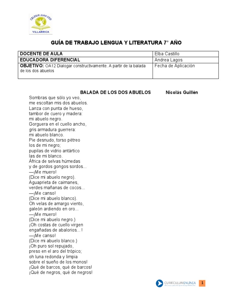 Análisis de "Balada de los dos abuelos" | PDF | Estudios de idiomas ...