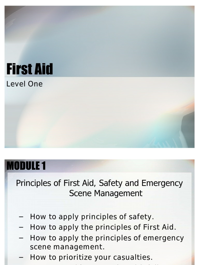 First Aid Level 1 Power Point Presentation | PDF | First Aid | Shock ...