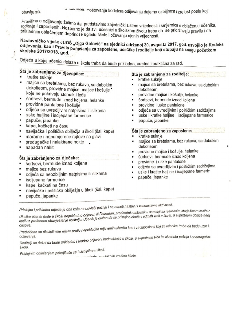 KODEKS OBLAČENJA | PDF