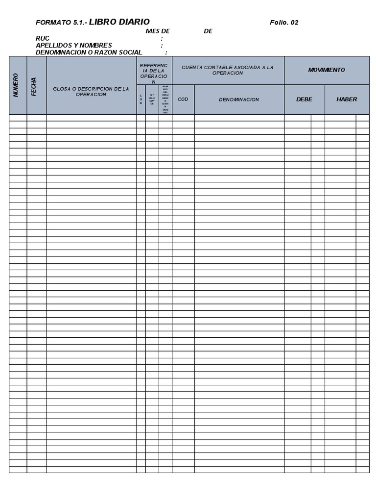 Formato Libro Diario | PDF | Contabilidad | Economias