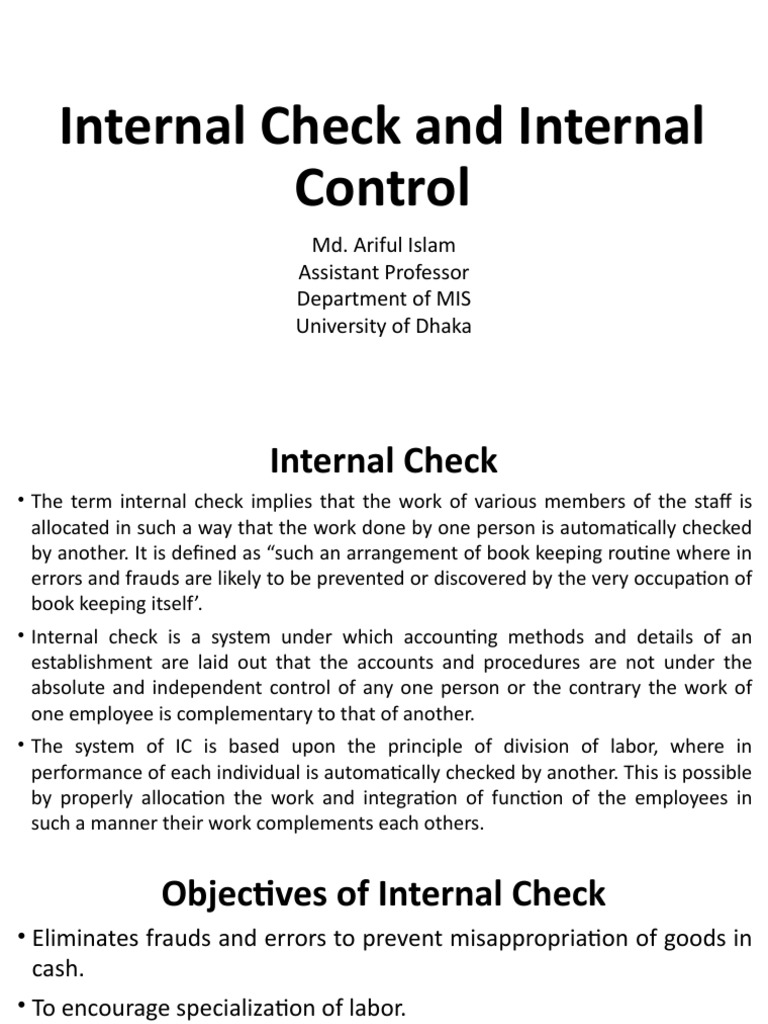 Internal Check and Internal Control | PDF | Internal Control | Audit