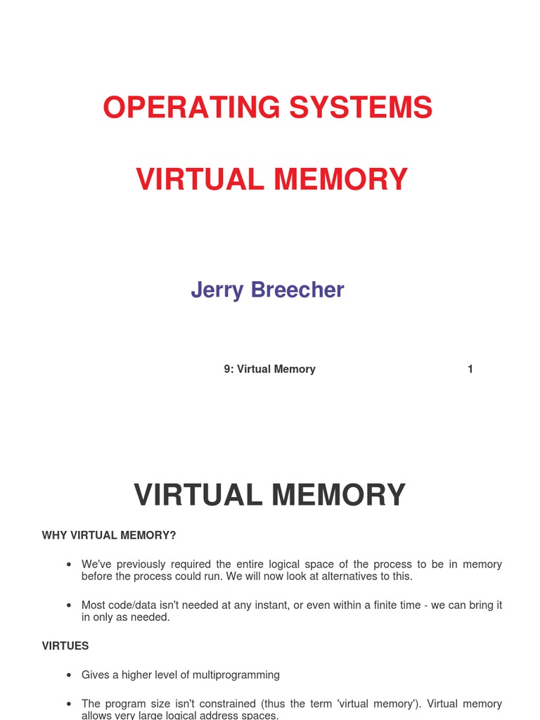 Operating Systems Virtual Memory: Jerry Breecher | PDF | Computer Data Storage | Data