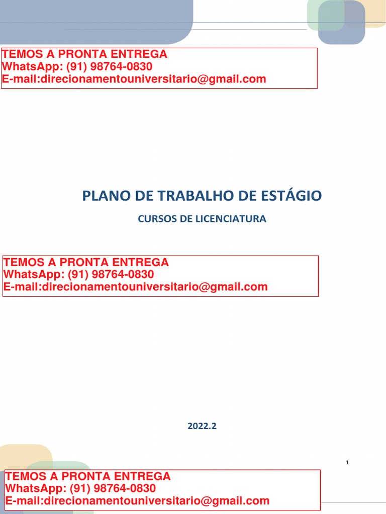 Plano de Trabalho para Estágios em Licenciaturas | PDF | Pedagogia ...