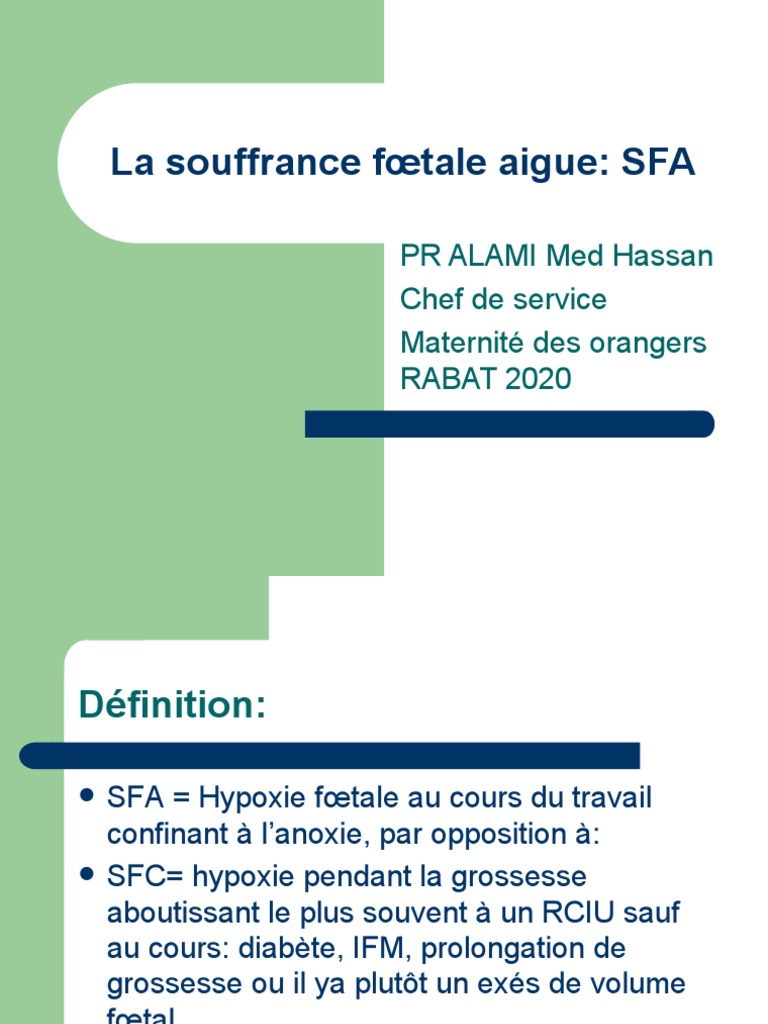 La Souffrance Fœtale Aigue | PDF | Spécialités médicales | Médecine ...