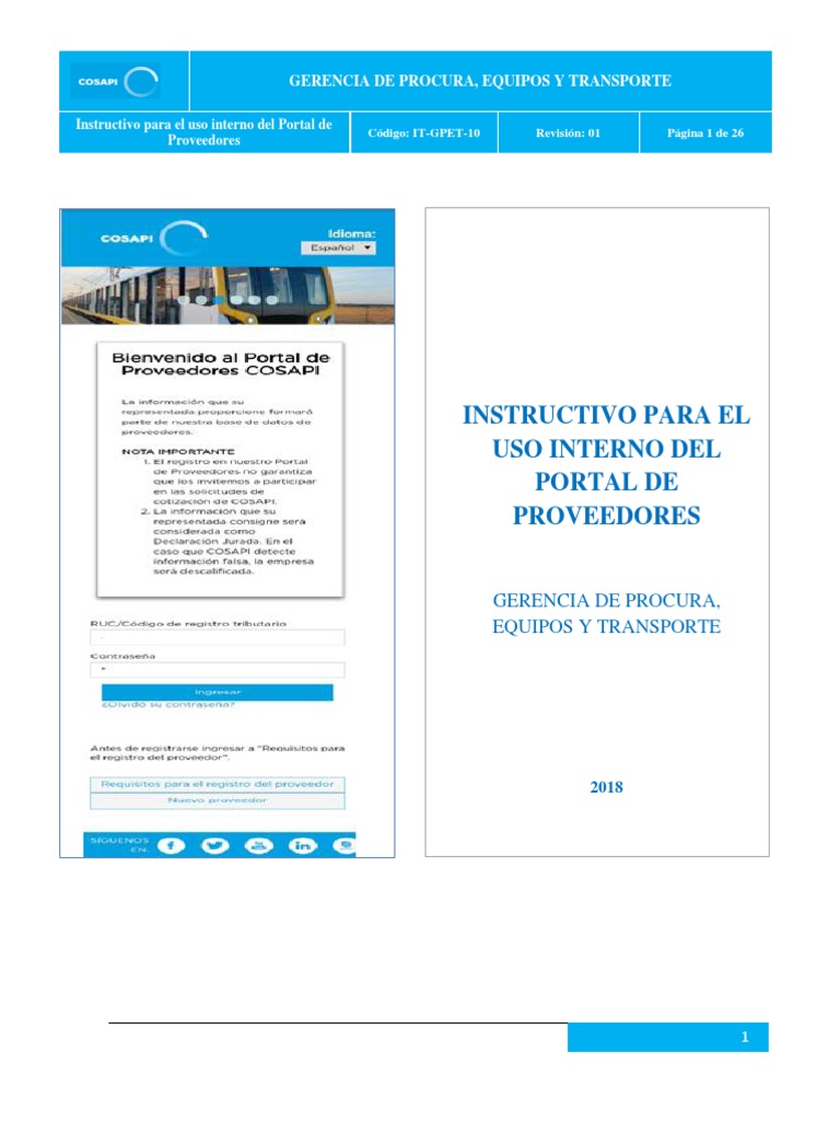 IT-GPET-10 Instructivo Interno Portal de Proveedores | PDF | Usuario (informática) | Archivo de ...