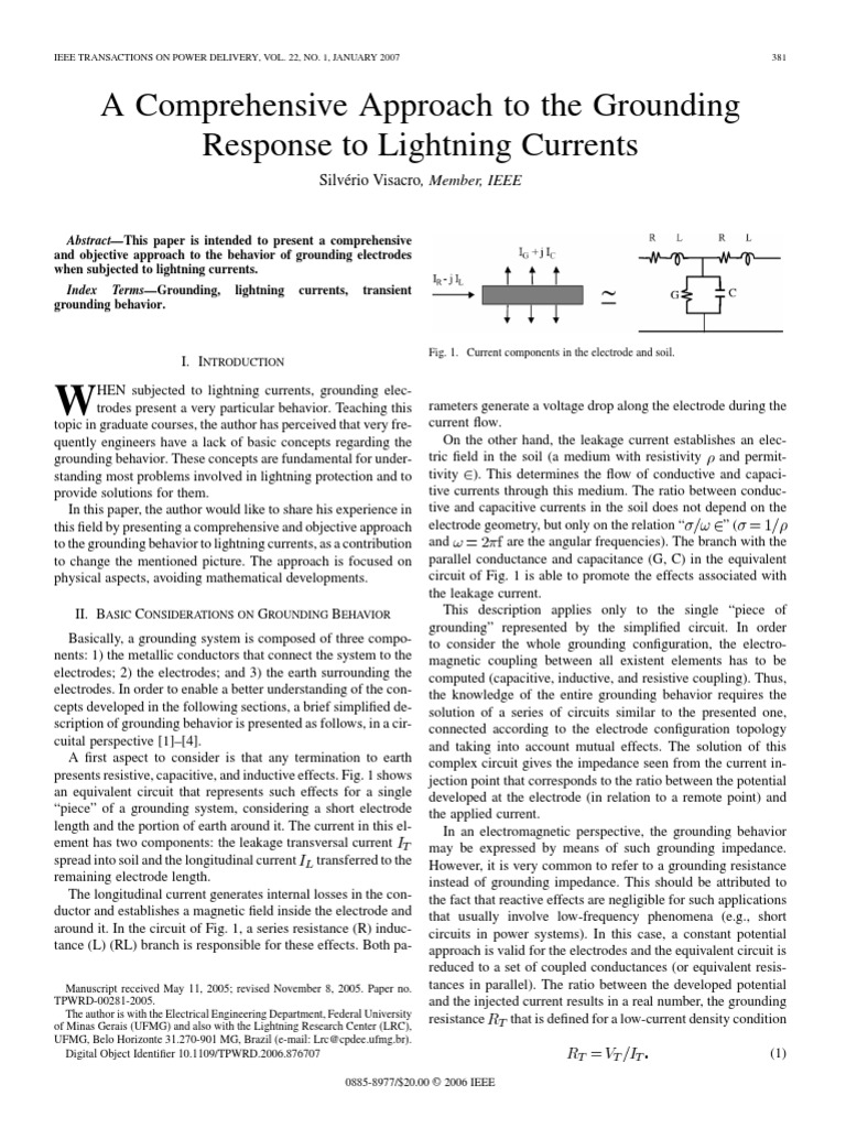 Visacro - A Comprehensive Approach To The Grounding | PDF | Electrical Impedance | Capacitor