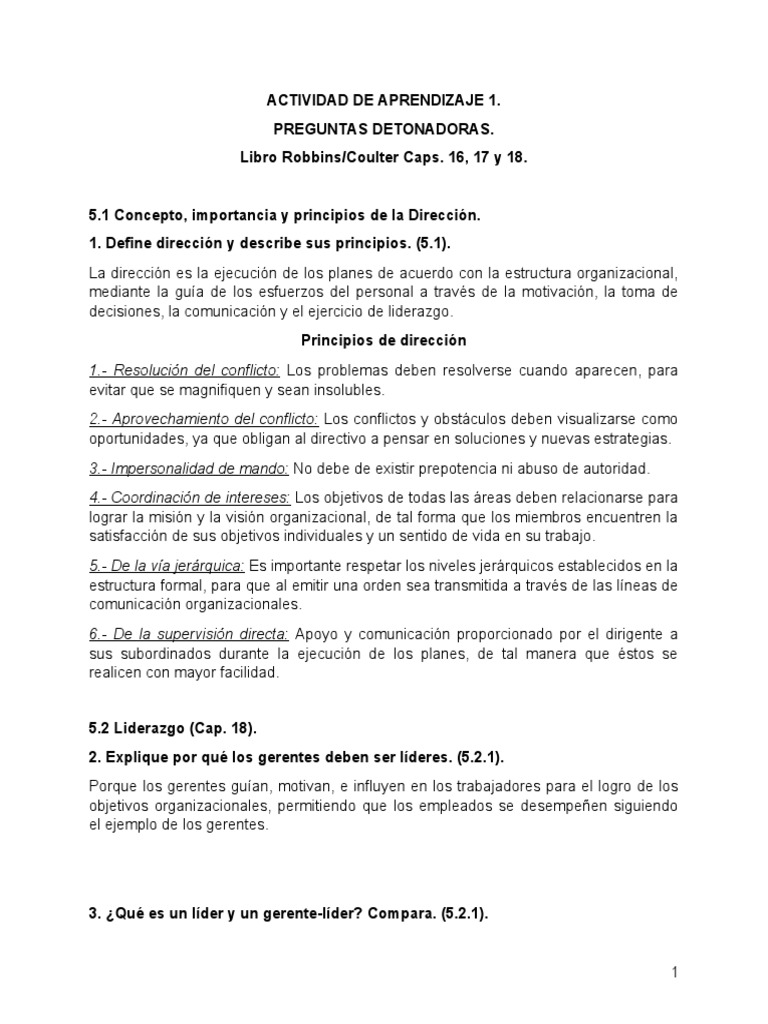 Act.1 - U. V - Preg. | PDF | Liderazgo | Comunicación