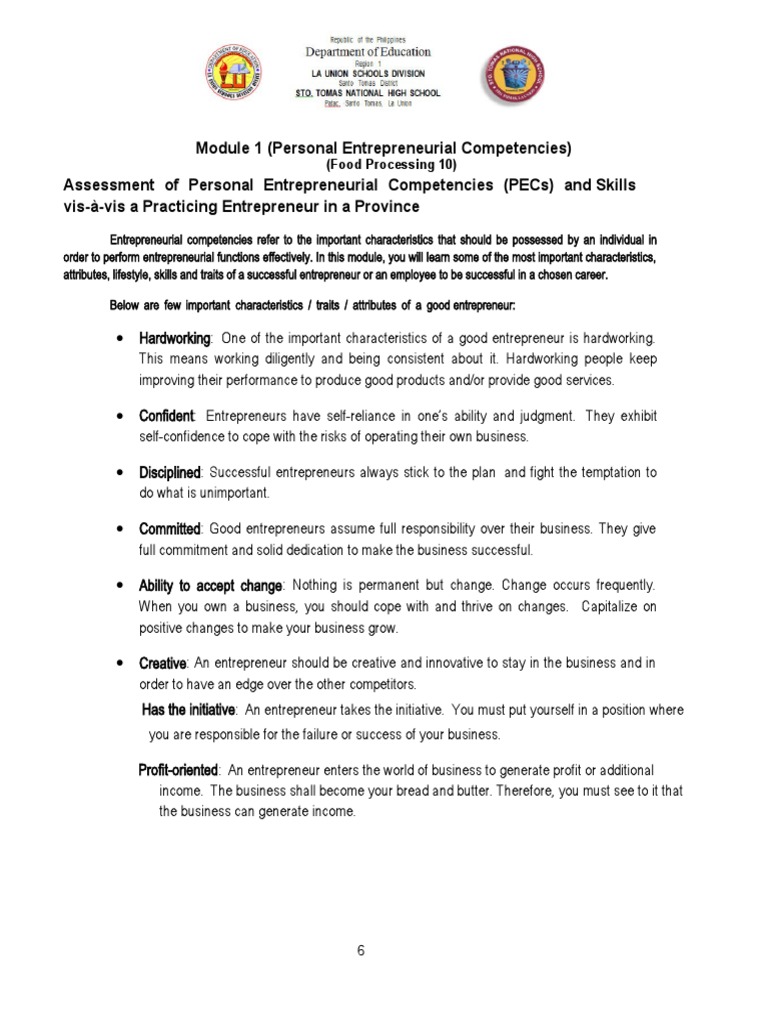 Module 1 g9 and g10 | PDF | Entrepreneurship | Psychology