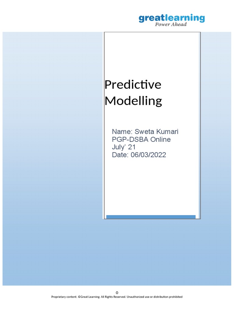 Predictive Modelling Sweta Kumari | PDF | Receiver Operating Characteristic | Regression Analysis