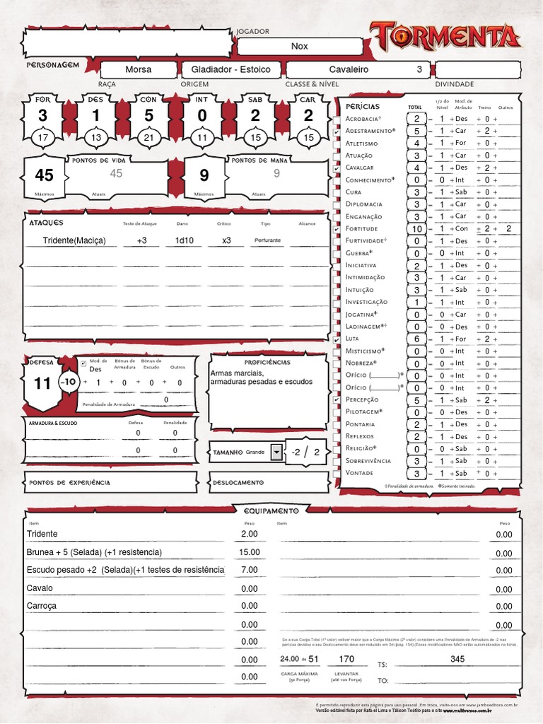 Tormenta 20 Ficha | PDF
