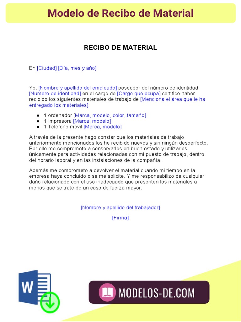 Modelo de Recibo de Material | PDF