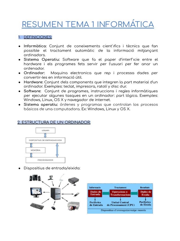 Tema 1: INTRODUCCIÓN A LA INFORMÁTICA | PDF