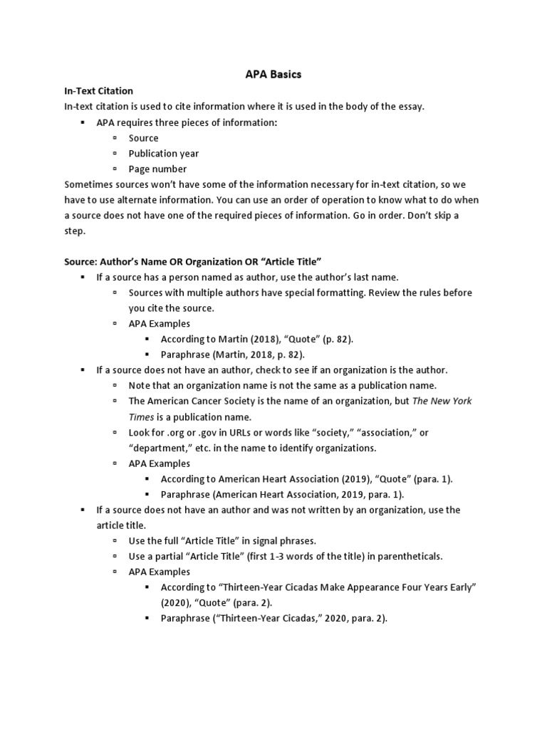 APA Basics | PDF | Apa Style | Citation