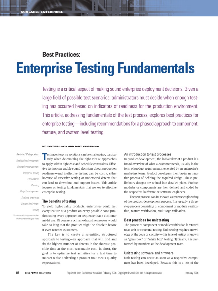 Enterprise Testing Fundamentals | PDF | Software Testing | Unit Testing
