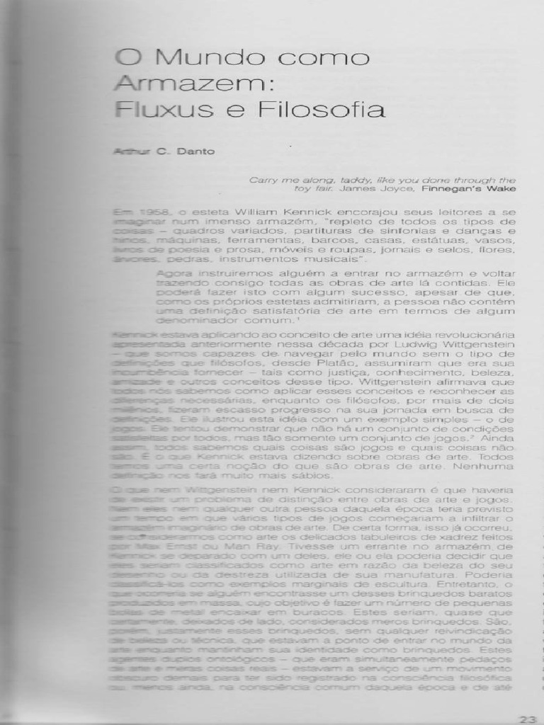 DANTO, Artur C.O Mundo Como Armazem - Fluxus e Filosofia | PDF