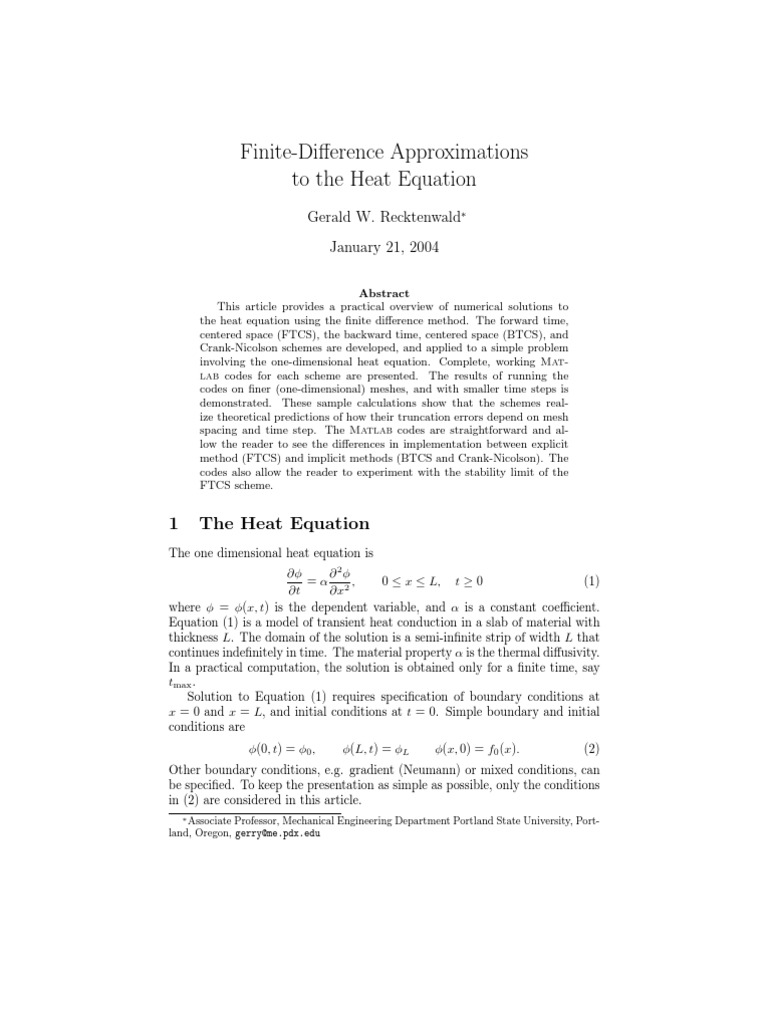 Finite Different Method - Heat Transfer - Using Matlab | PDF ...