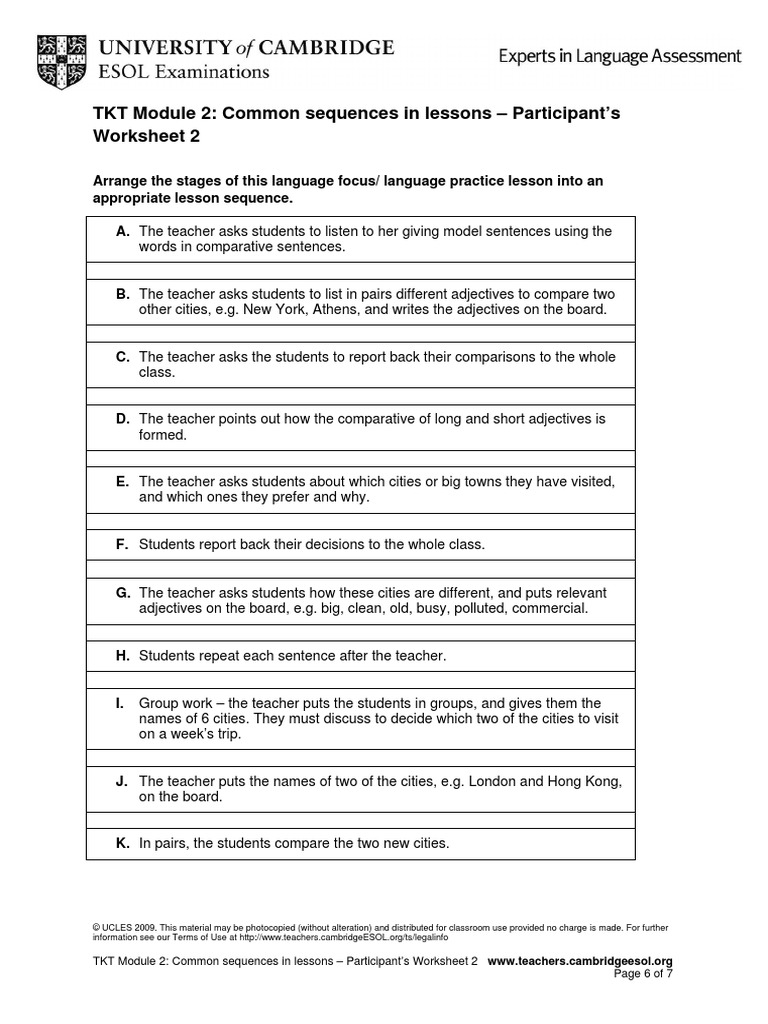 Cambridge TKT Module 2 Worksheets Pages 21 22 | PDF | Teachers | Lesson ...