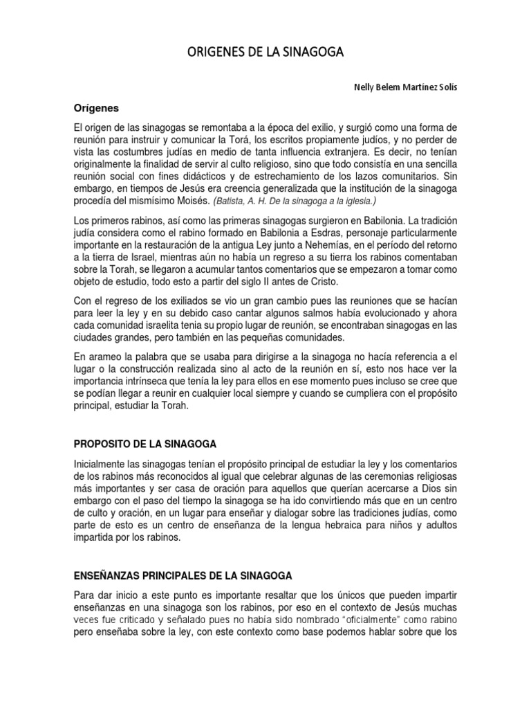 Origenes de La Sinagoga | PDF | Sinagoga | Tora