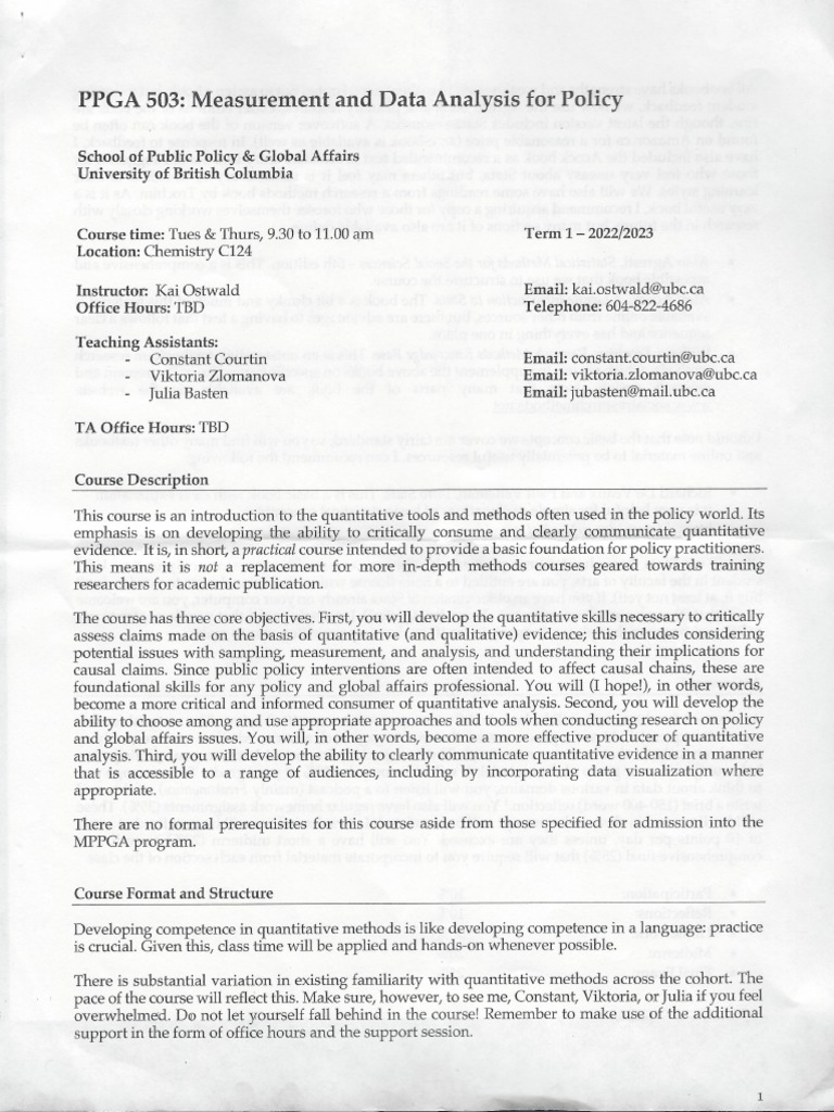 PPGA 503 - Measurement and Data Analysis For Policy | PDF