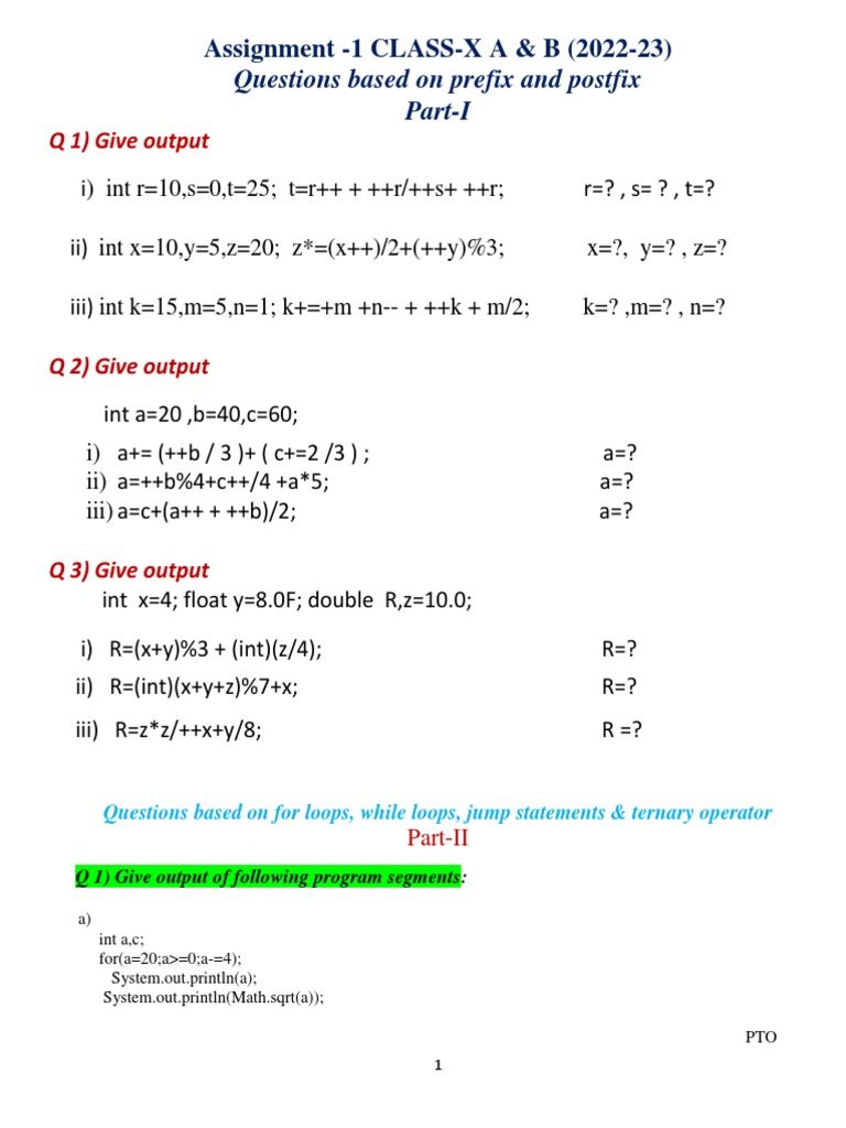 Java Prefix and Postfix Output Questions | PDF | Programming Paradigms | Computer Science
