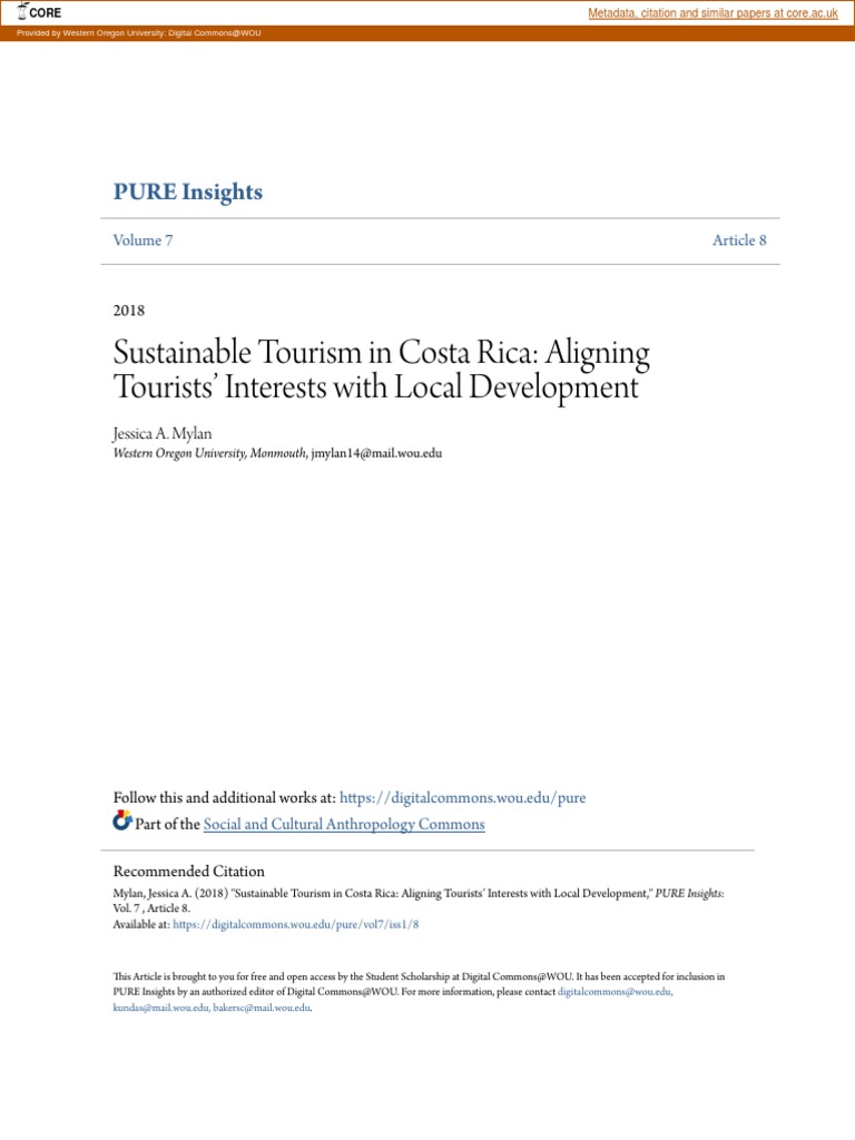 Sustainable Tourism in Costa Rica: Aligning Tourists' Interests With Local Development | PDF ...