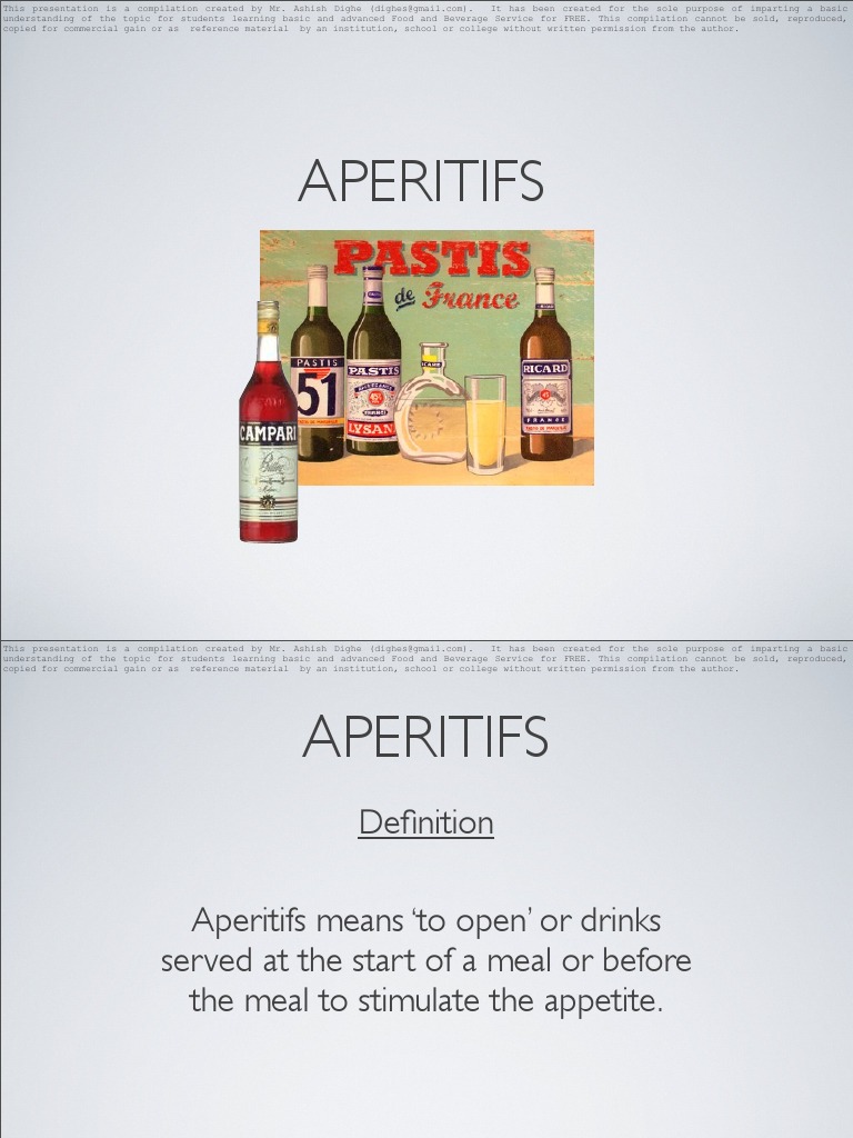 Understanding Aperitifs and Their Service | PDF | Drink | Alcoholic Drinks