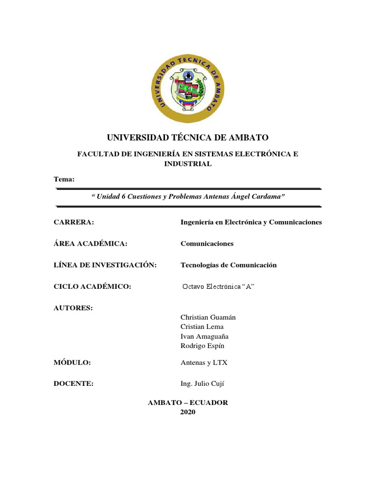 Unidad 6 Cuestiones y Problemas Antenas Ángel Cardama | PDF | Antena ...