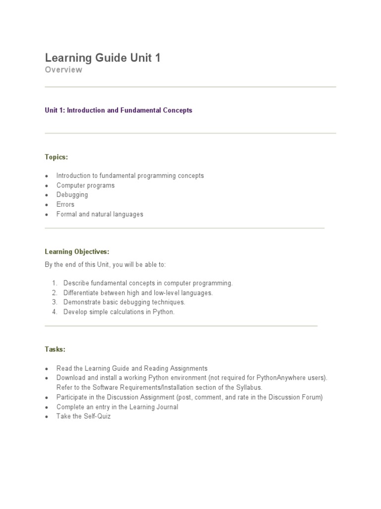 CS 110 Programming Fundamentals - Unit 1 - All Assignments Instructions | PDF | Computer ...