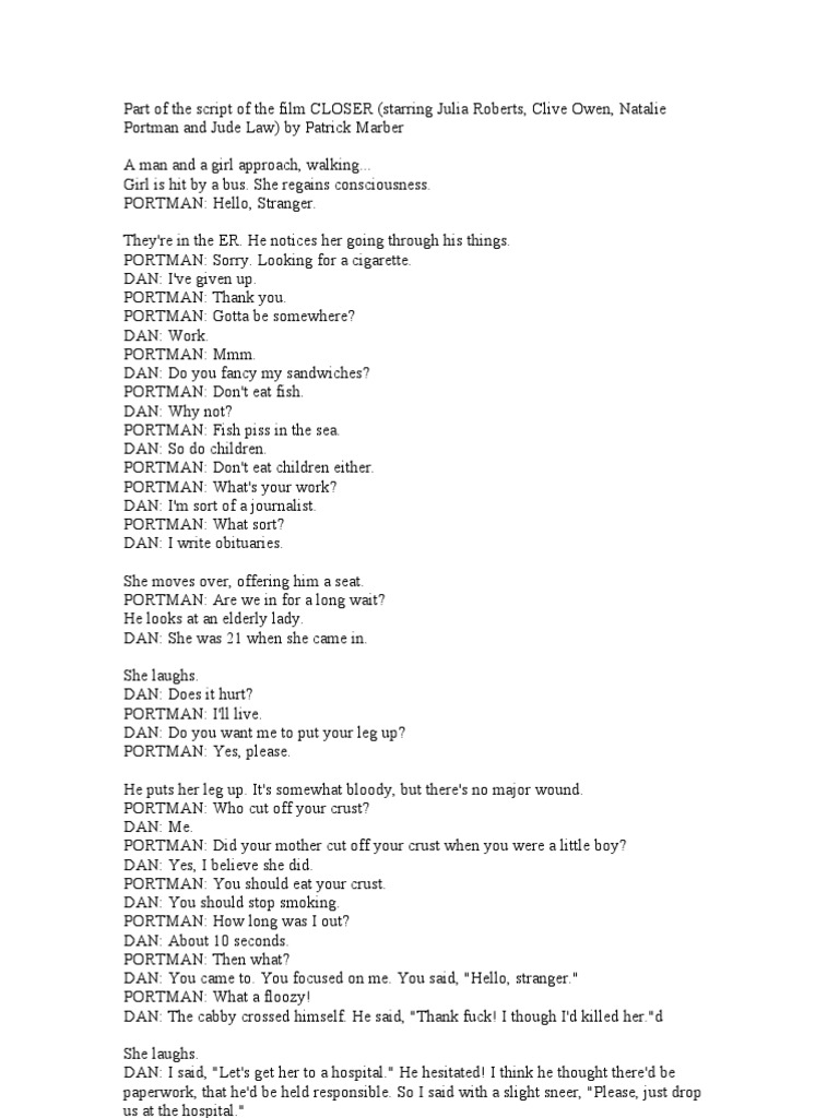 CLOSER Script (Partly) | PDF