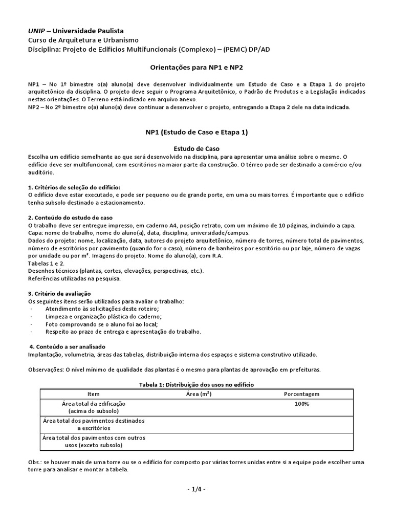 Orientações para NP1 e NP2 | PDF