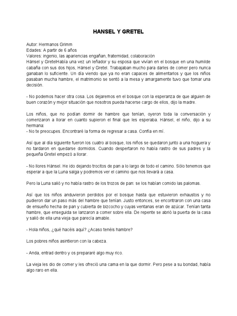 3 Poemas y 3 Cuentos de Autores Conocidos | PDF | Hansel y Gretel