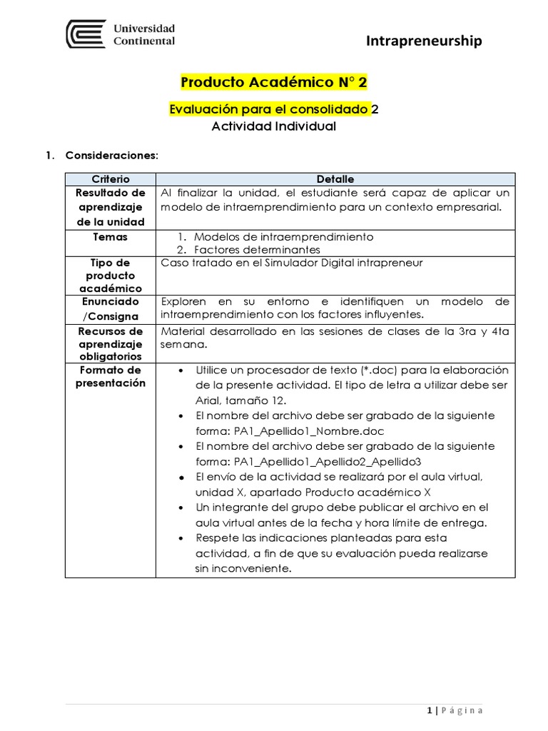 Intrapreneurship Pa2 | PDF | Evaluación | Salón de clases