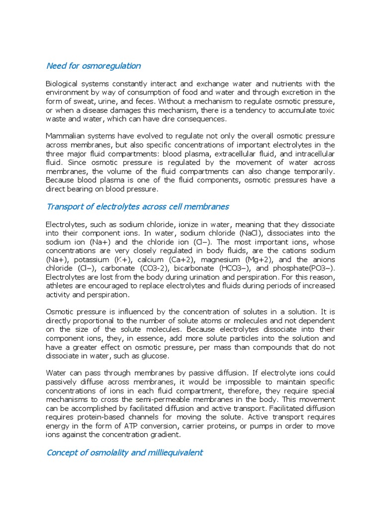 Understanding Osmoregulation Mechanisms | PDF | Electrolyte | Chloride