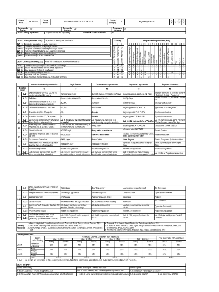 Analog and Digital Electronics | PDF | Logic Gate | Electronic Circuits