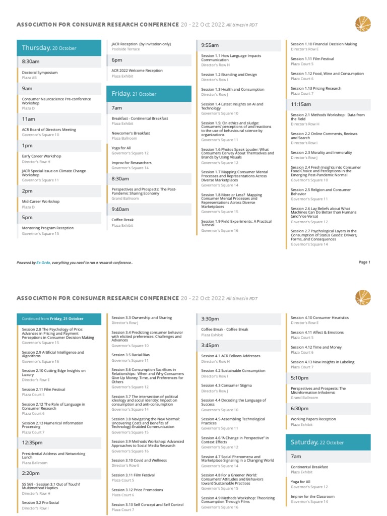 ACR 2022 Preliminary Program | PDF | Consumerism | Behavior