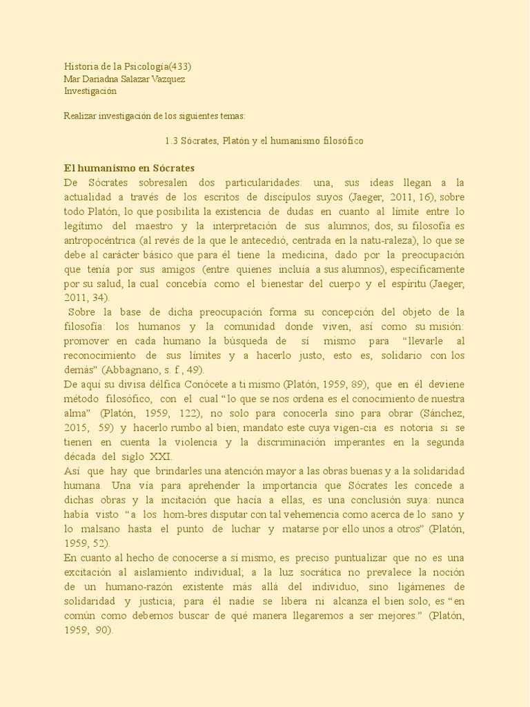 Filosofía Humanista de Sócrates y Platón | PDF | Platón | Sócrates