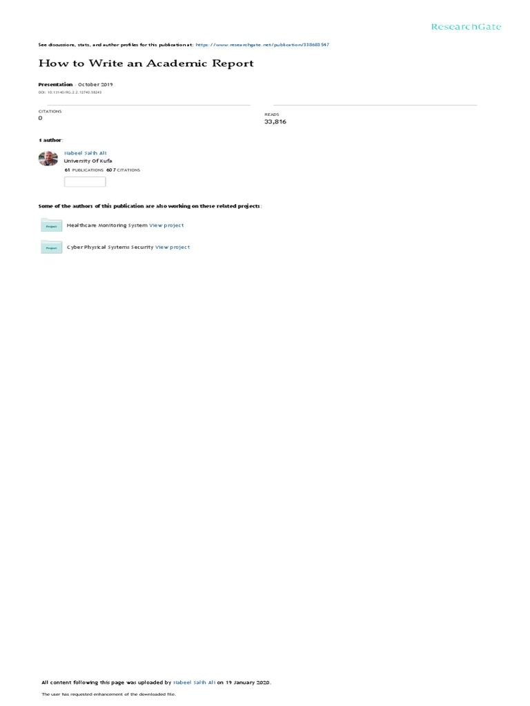 How To Write An Academic Report | PDF | Abstract (Summary) | Sampling ...