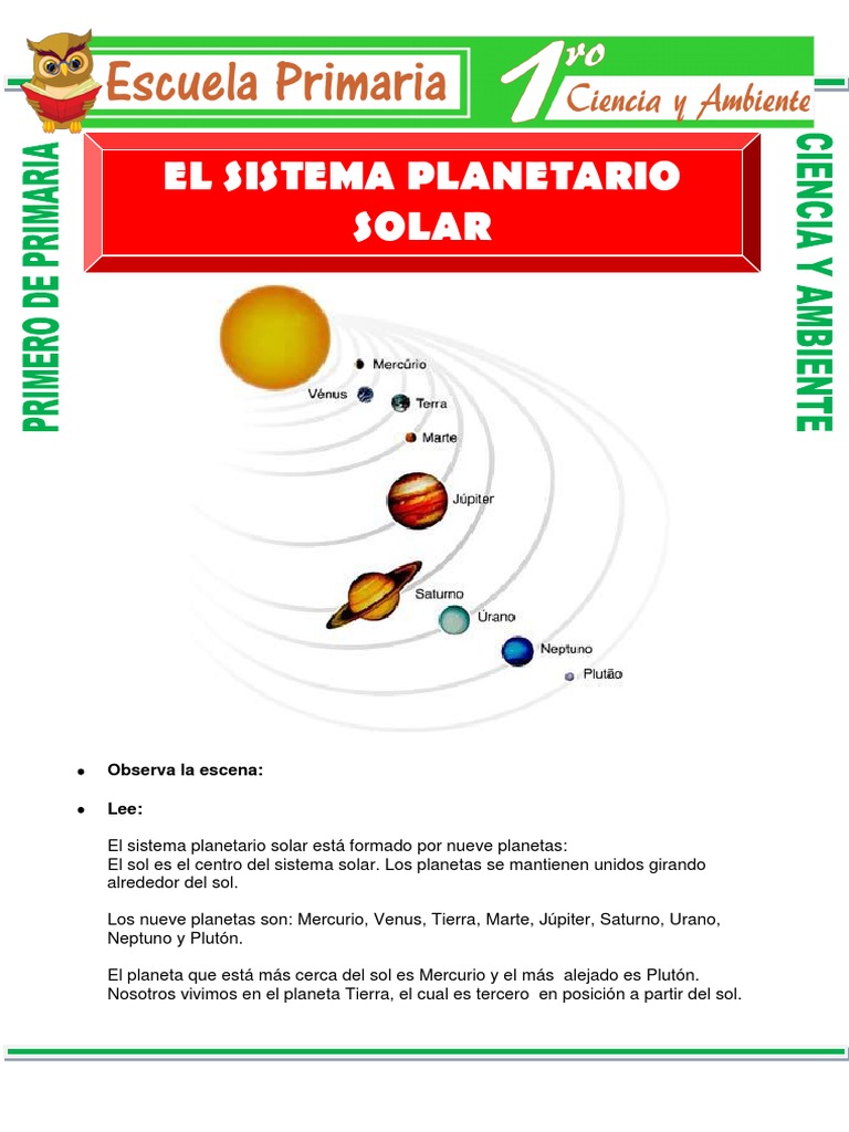 El Sistema Planetario para Primero de Primaria | PDF | Planetas ...