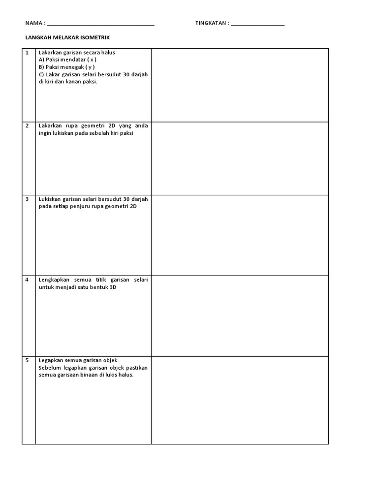 Langkah Lakaran Isometrik | PDF
