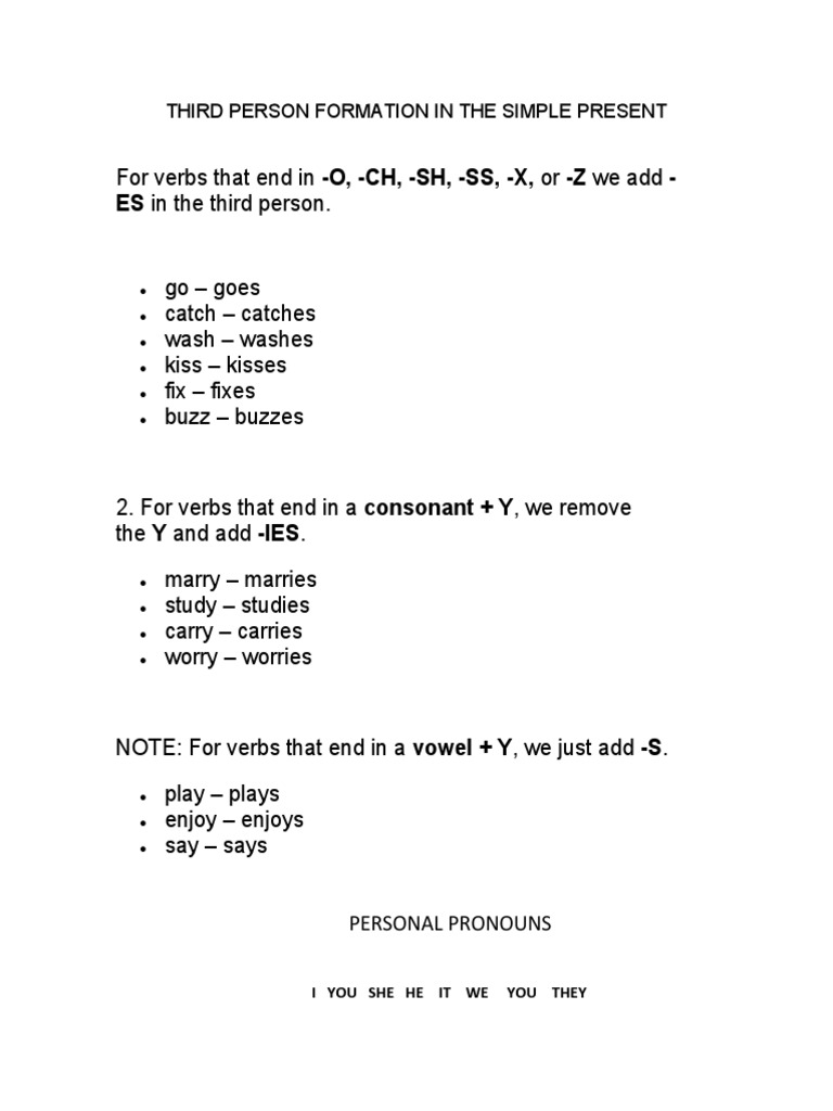 Simple Present Third Person Rules | PDF