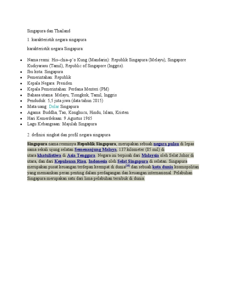 Singapura Dan Thailand | PDF