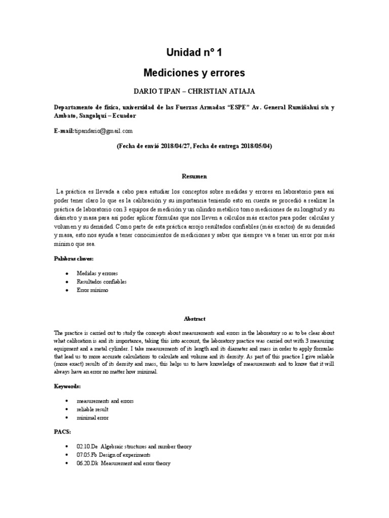 Unidad N 1 Mediciones y Errores | PDF | Medición | Exactitud y precisión