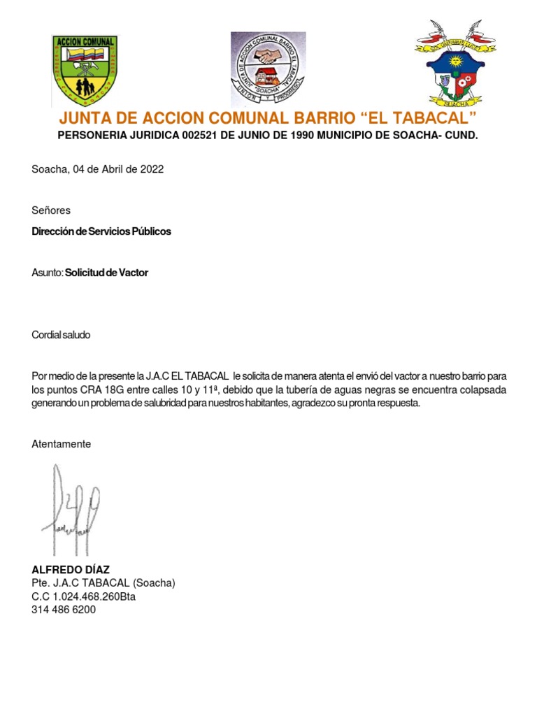 Solicitud de Vactor | PDF